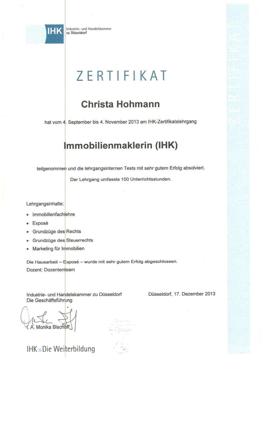Christa Hohmann Immobilienmaklerin IHK - Immobilienmakler bei ImmoScout24